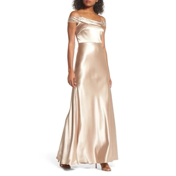 Jenny Yoo | Dresses | Jenny Yoo Serena Off The Shoulder Cowl Neck Satin ...